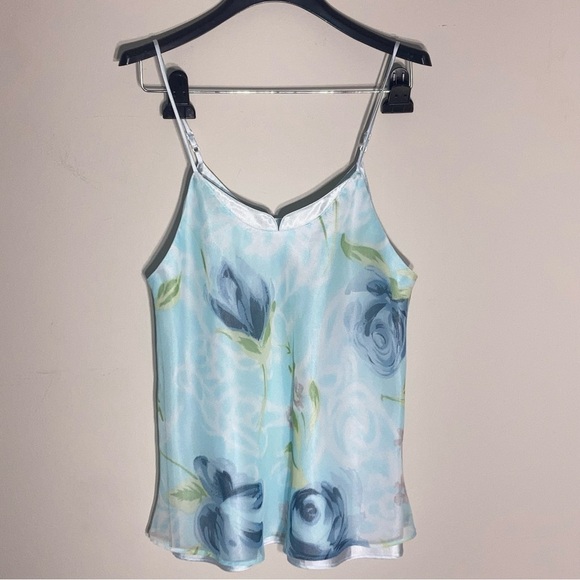 Valerie Stevens | Tops | Valerie Stevens Blue Flower Camisole | Poshmark